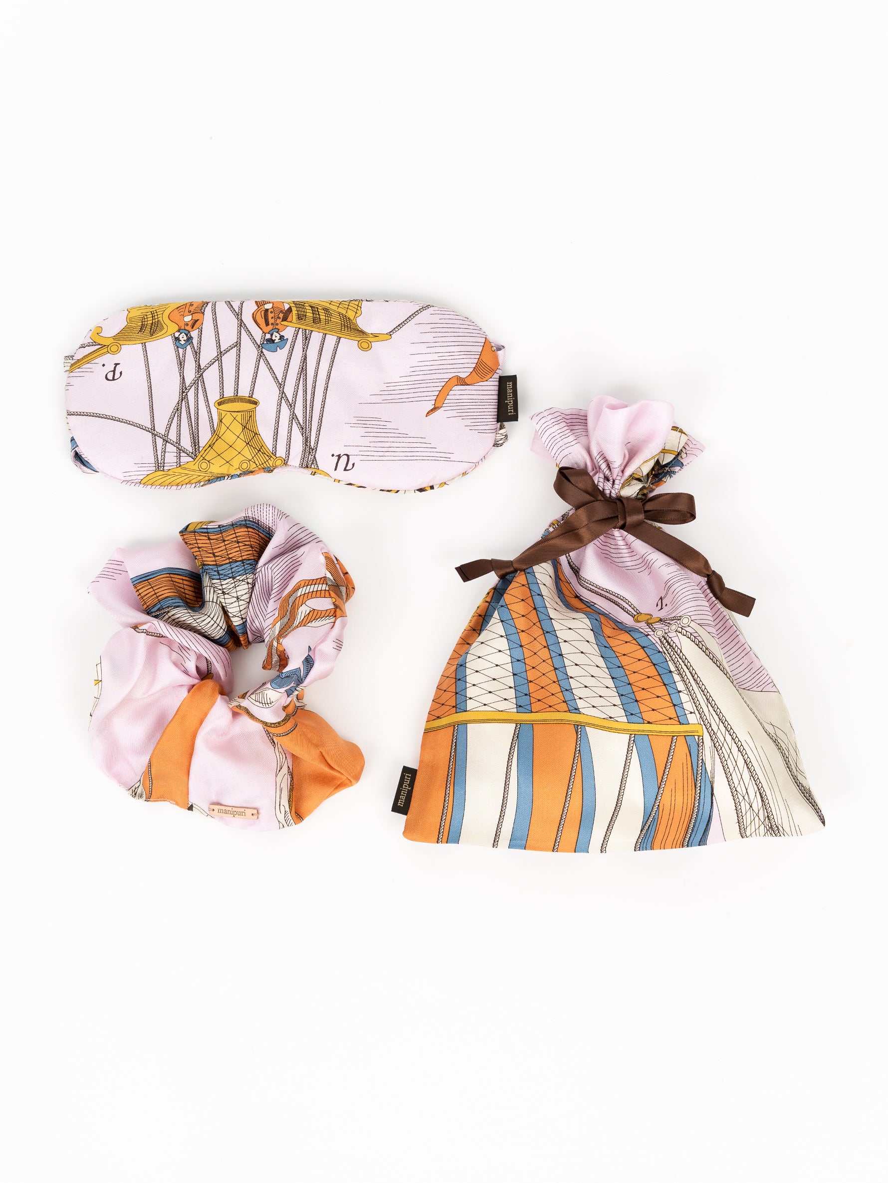 SCRUNCHIE + EYE MASK + DRAWSTRING BAG SET / BALLOON – manipuri