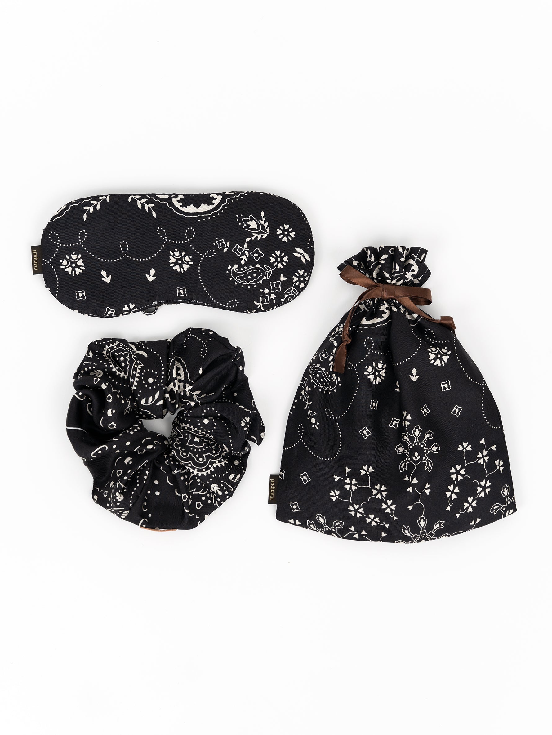 SCRUNCHIE + EYE MASK + DRAWSTRING BAG SET / KAREIDO BANDANA – manipuri